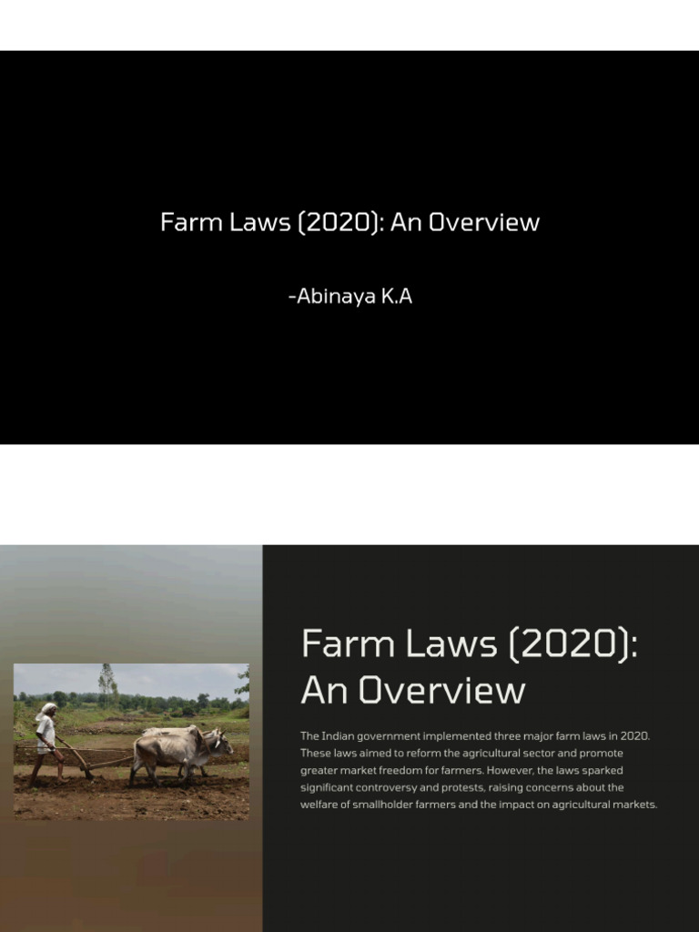Farm Laws 2020 An Overview - PPTX - 20241019 - 213403 - 0000 | PDF