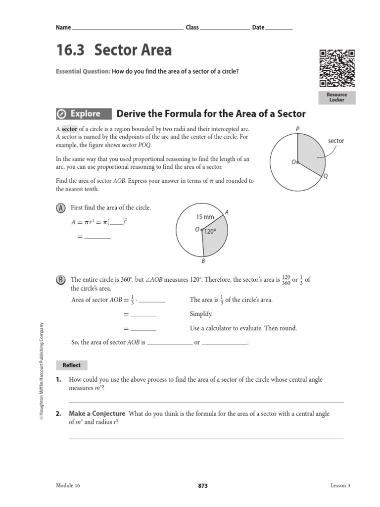 16.3 Sector Area: Derive The Formula For The Area of A Sector | PDF ...