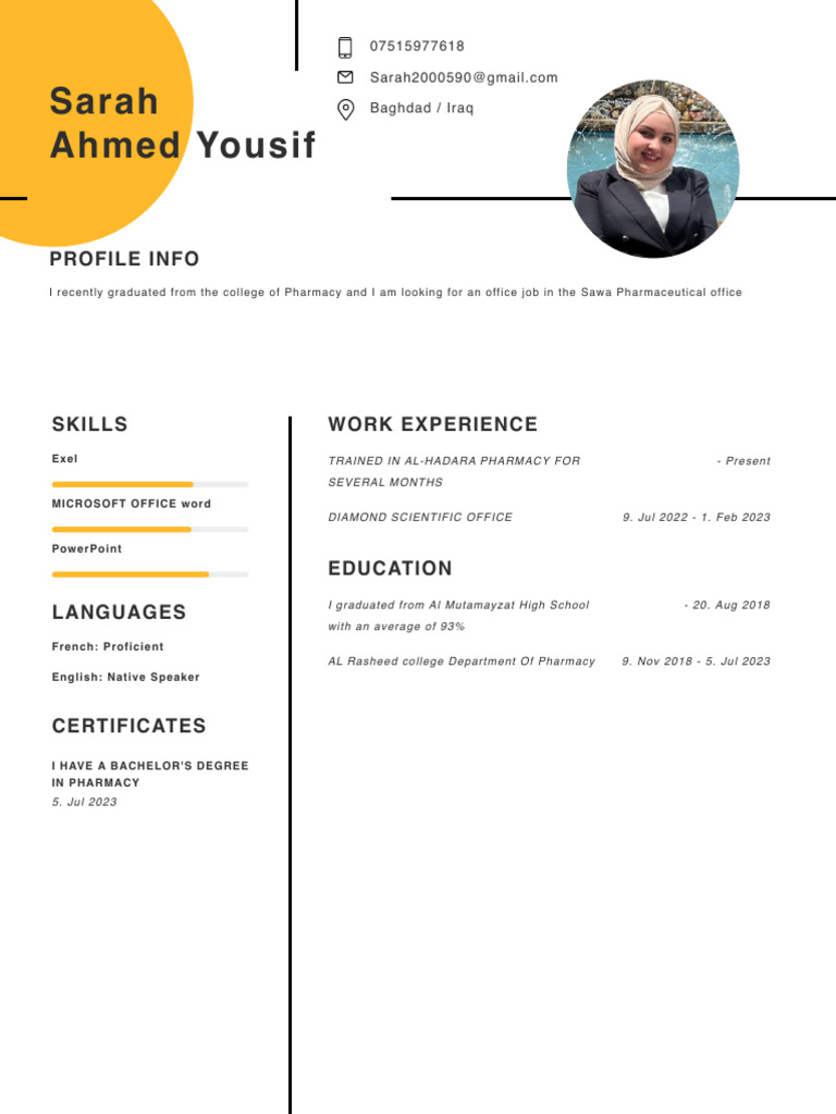 Sarah Ahmed Yousif: Profile Info | PDF