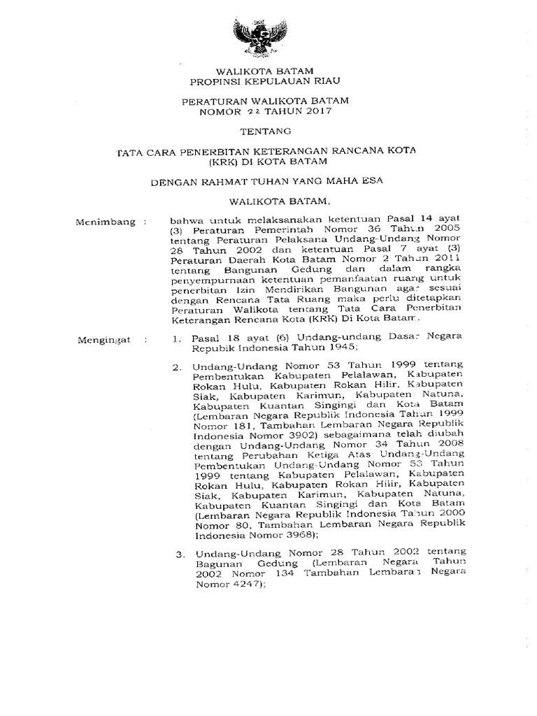 Perwal Batam 22 2017 | PDF