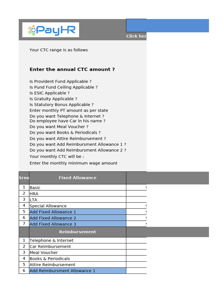 Updated_CTC_Calculator | PDF | Salary | Payroll