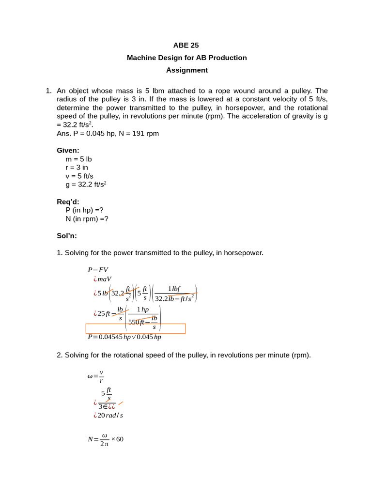 Machine Design Problem With Answer | PDF | Science & Mathematics | Technology & Engineering