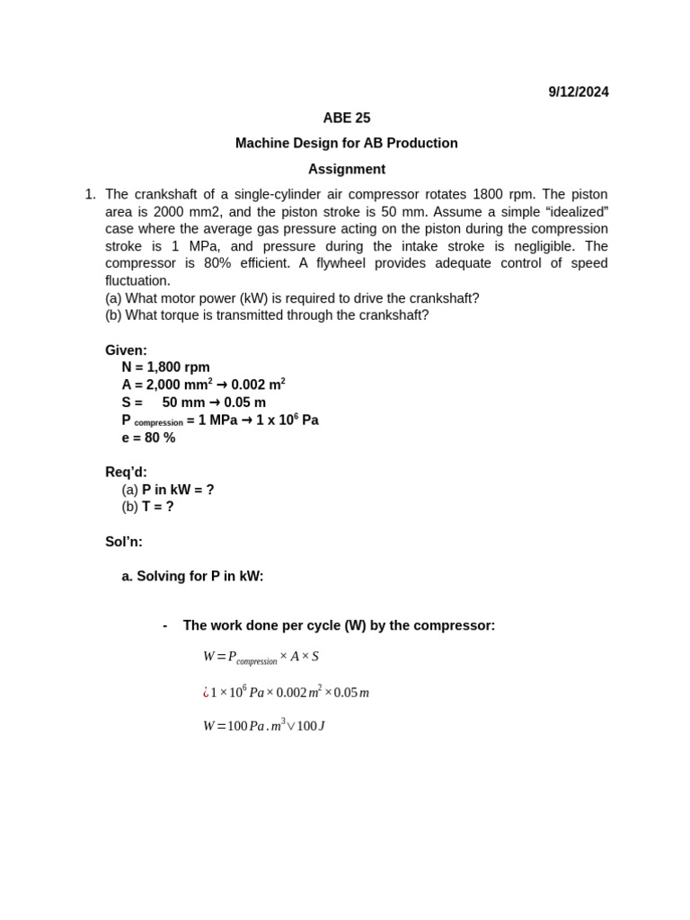 Machine Design Problem Set 2 | PDF | Vehicle Technology | Vehicle Parts