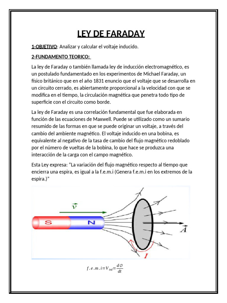 Ley de Faraday Lab 10 | PDF | Generador eléctrico | Ingenieria Eléctrica