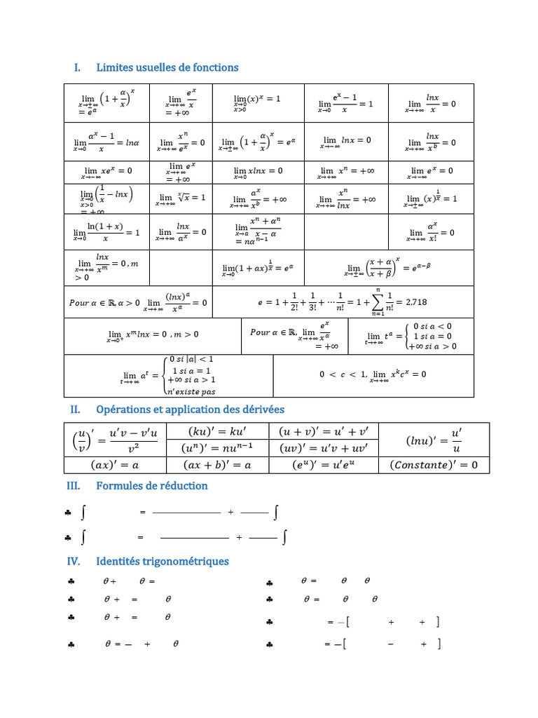 Limites Usuelles de Fonctions | PDF | Teaching Methods & Materials