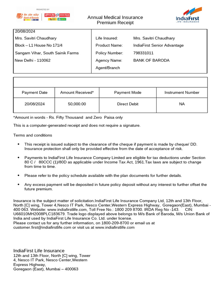 Premium Receipt | PDF