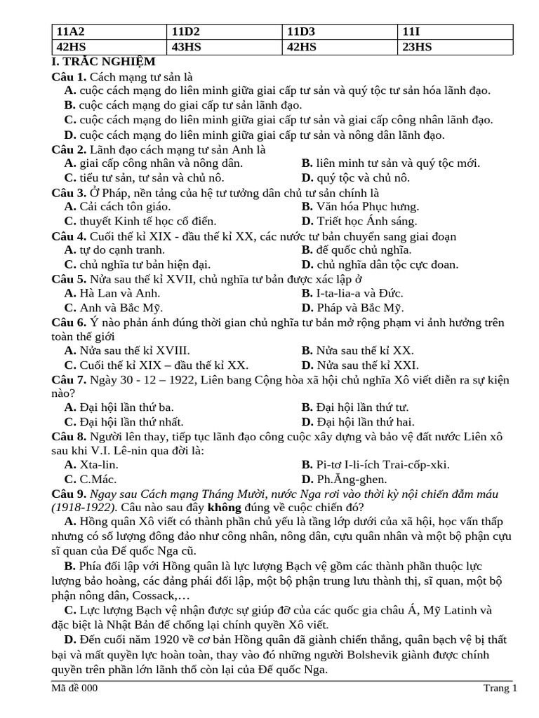 Hs Khối 11 Ôn Đg.gk1 | PDF