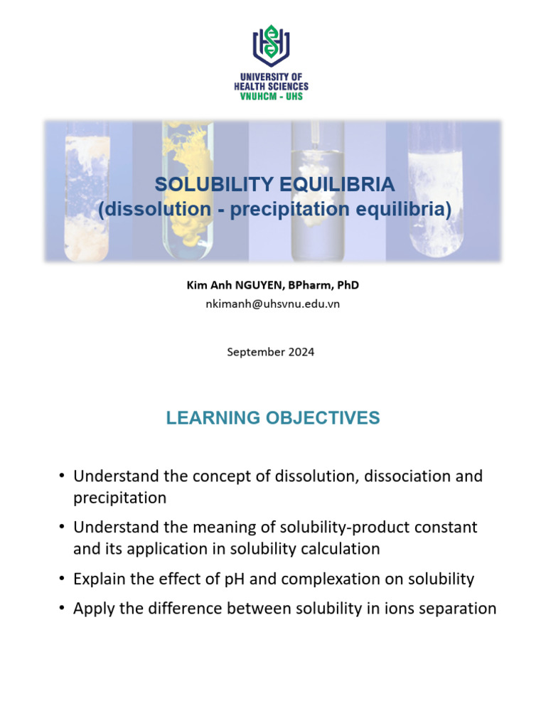 Solubility Equilibria - D2022 PDF | PDF | Solvation | Dissociation ...