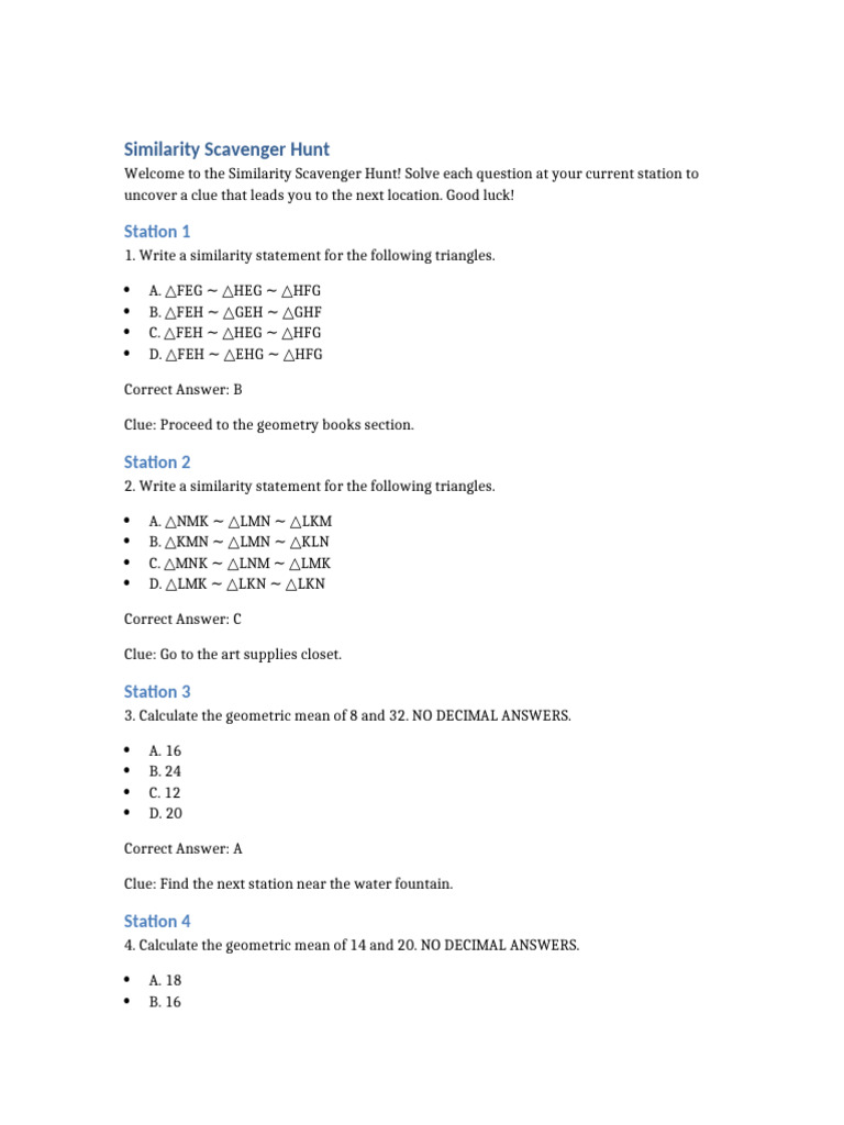 Similarity Scavenger Hunt | PDF | Art