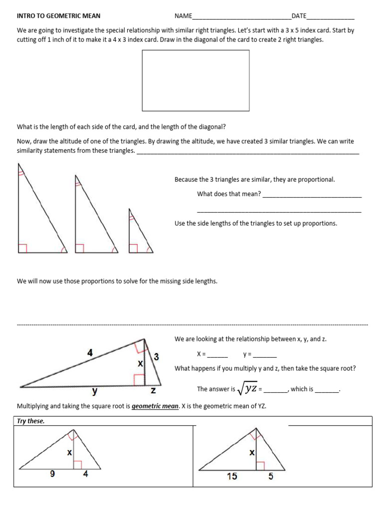 INTRO GEO MEAN | PDF | Triangle | Triangle Geometry