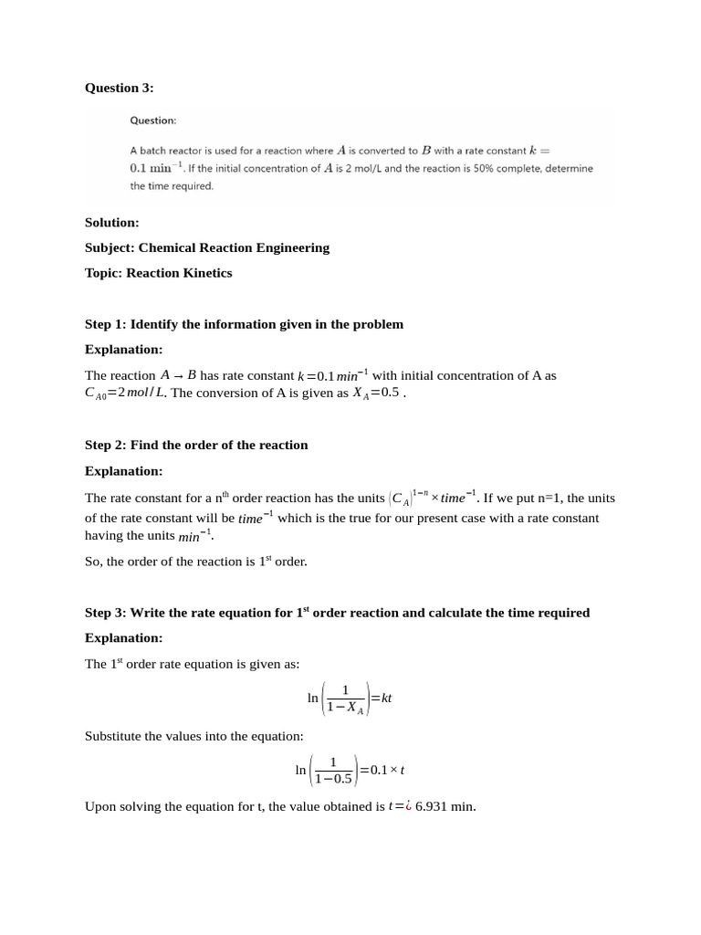 Question 3a | PDF | Reaction Rate | Reaction Rate Constant
