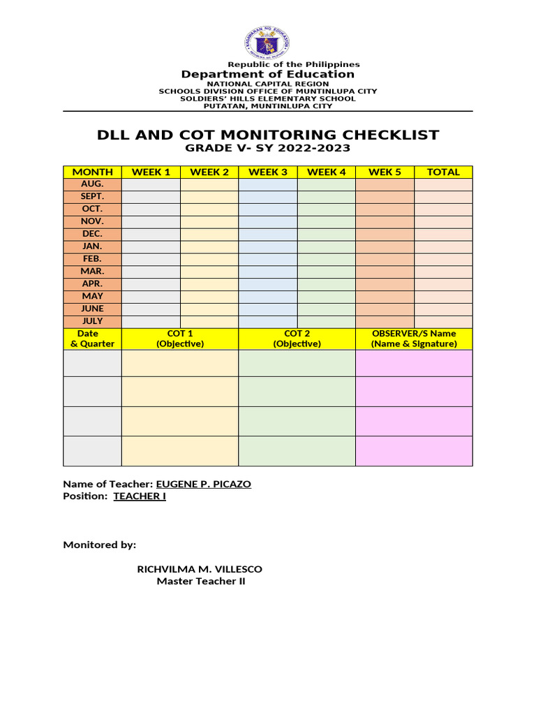 DLL Checklist | PDF