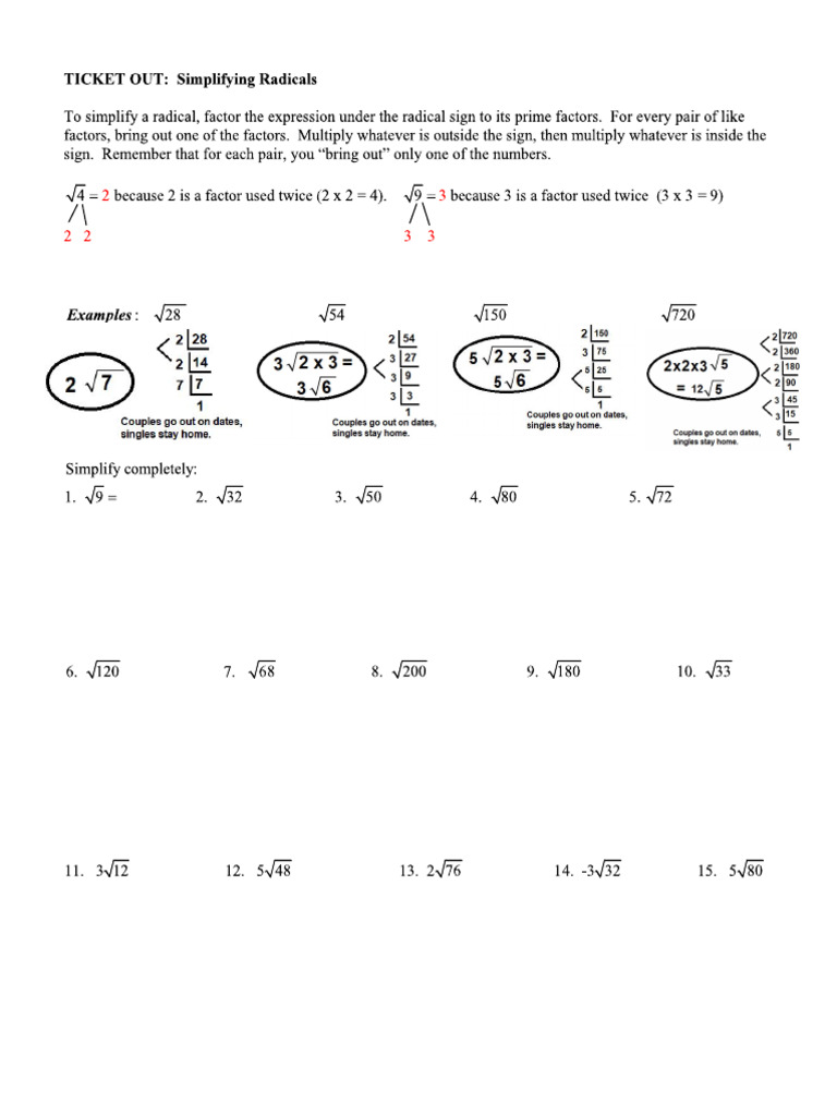 Simplifying Radicals.. | PDF