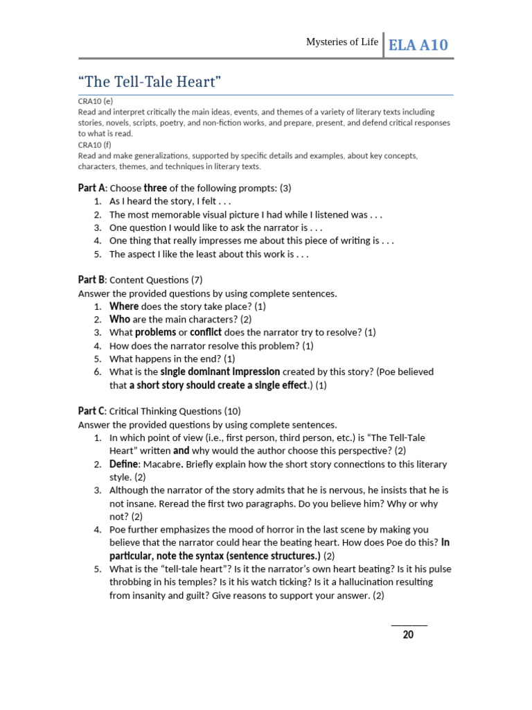 The Tell-Tale Heart | PDF | Narration