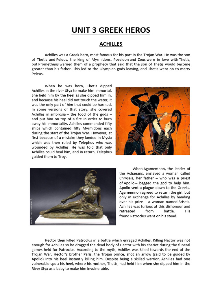 Unit 3 Greek Heros Revised | PDF | Theseus | Achilles