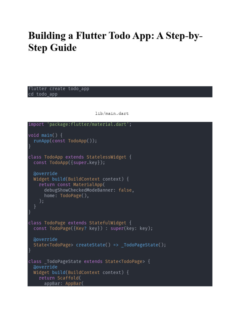 Building A Flutter Todo App | PDF | Computing | Software