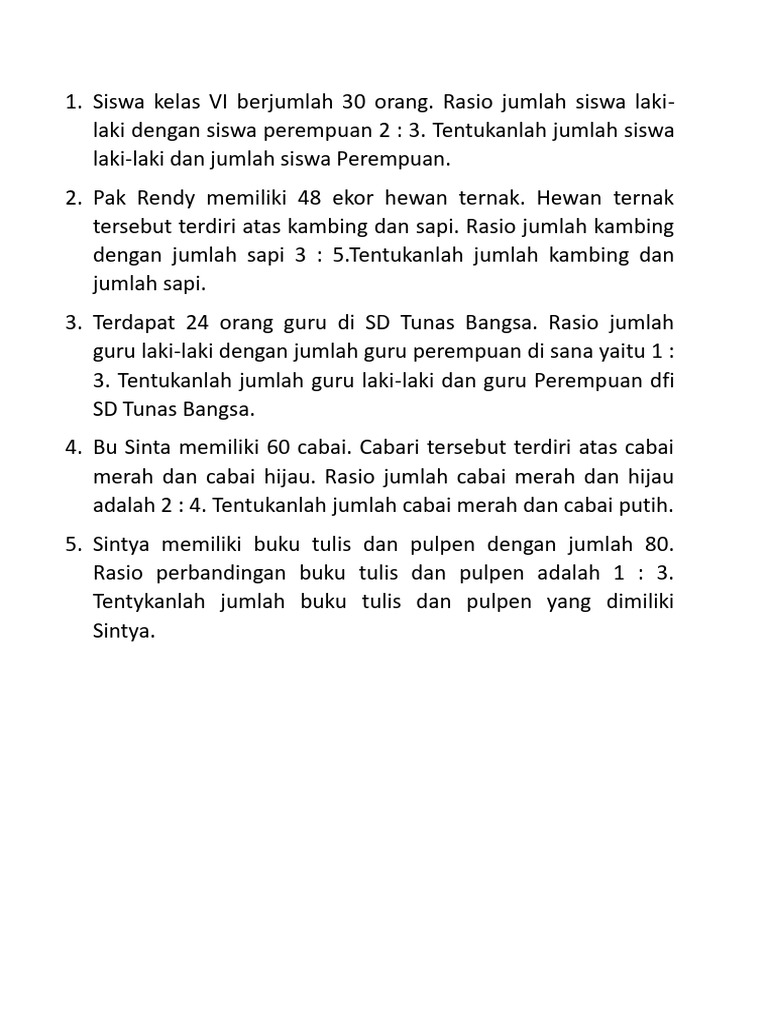 Soal Matematika Penerapan Rasio | PDF