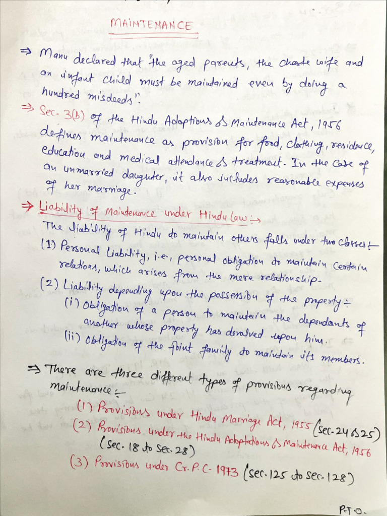 Maintenance Hindu Law & CRPC PDF | PDF