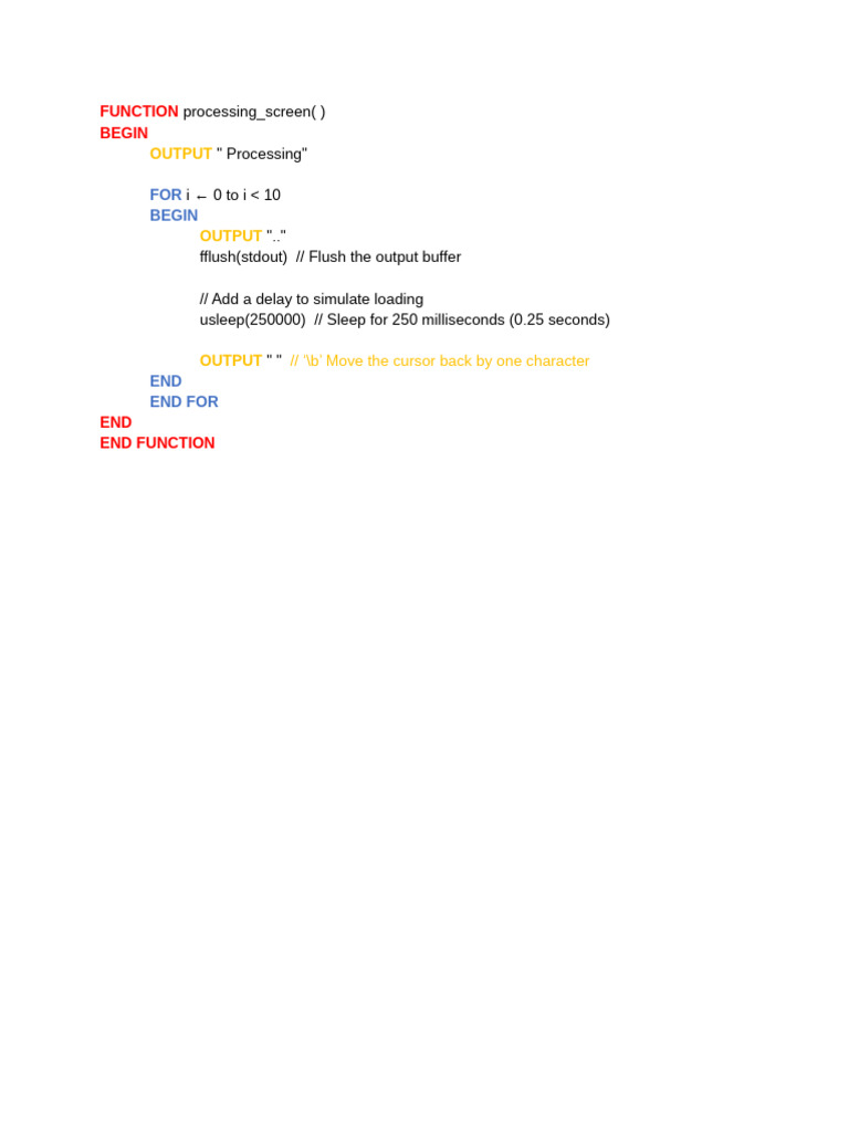Processing Screen Pseudocode | PDF