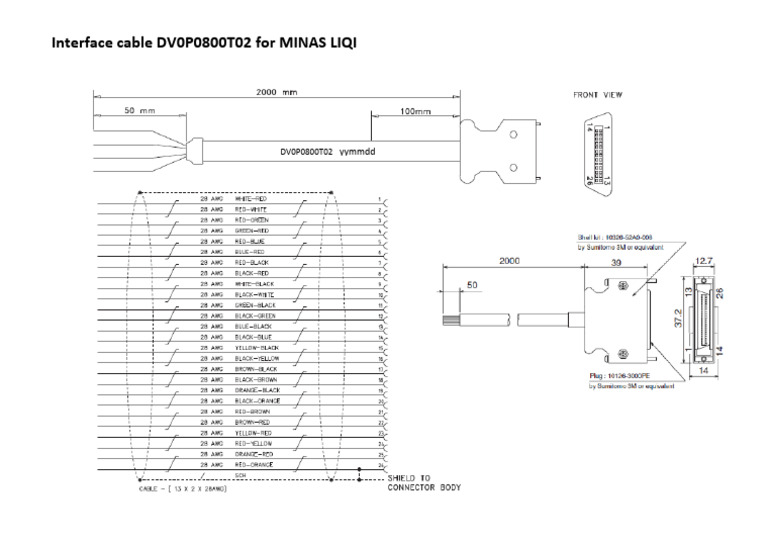 MINAS LIQI Interface Cable DV0P0800T02 | PDF