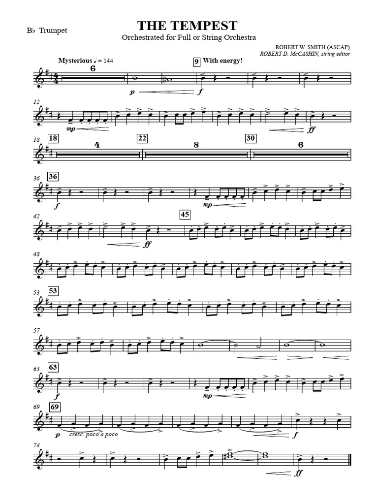 07THE TEMPEST Orchestrated For Full or String Orchestra BB Trumpet | PDF
