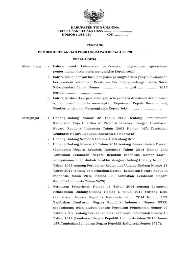 SK Pengangkatan Kasi | PDF