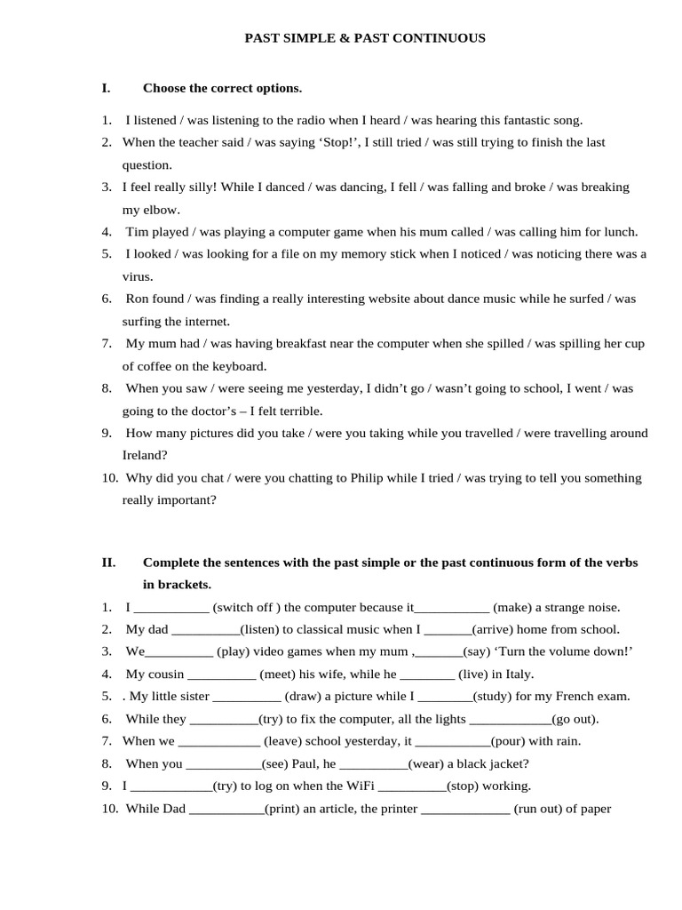 Past Simple Past Continuous | PDF