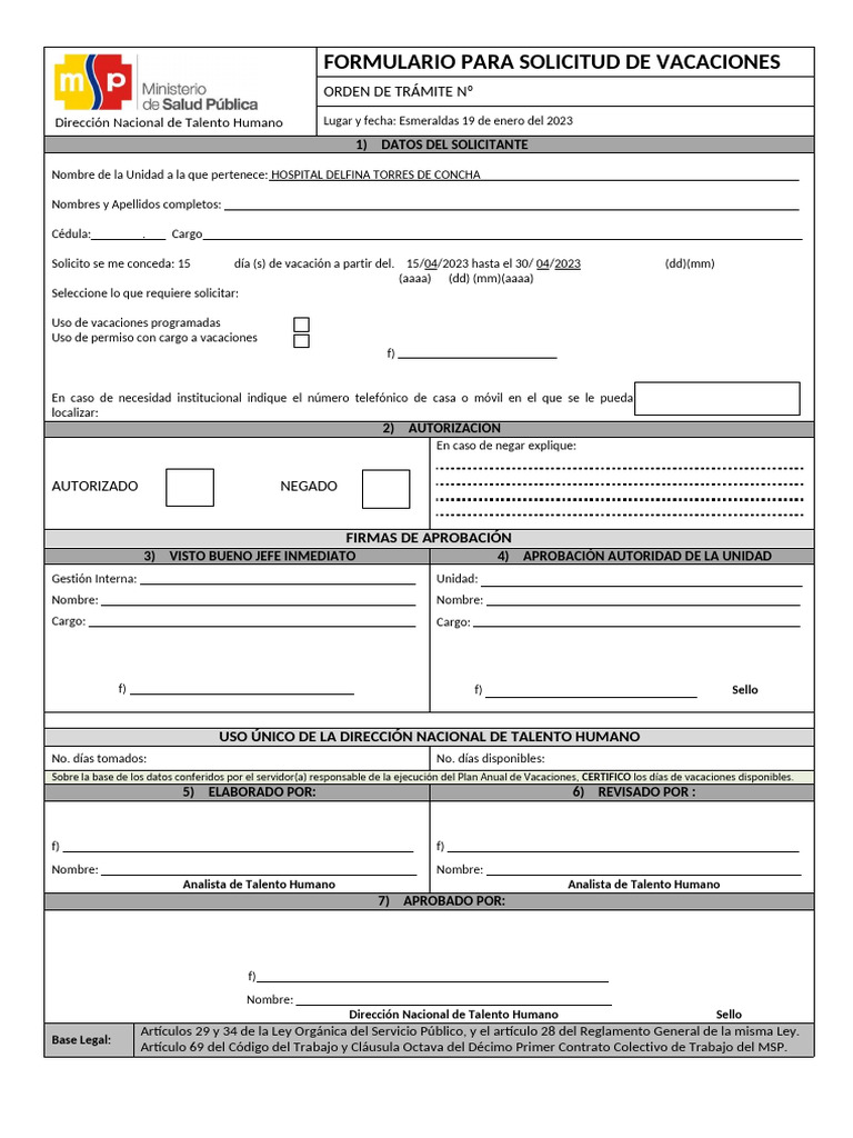 Solicitud de Vacaciones y Permisos | PDF | Gobierno