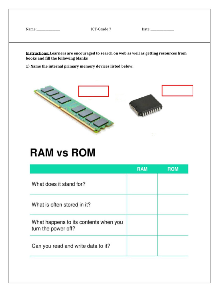 Grade7 ICT Homework Worksheet | PDF