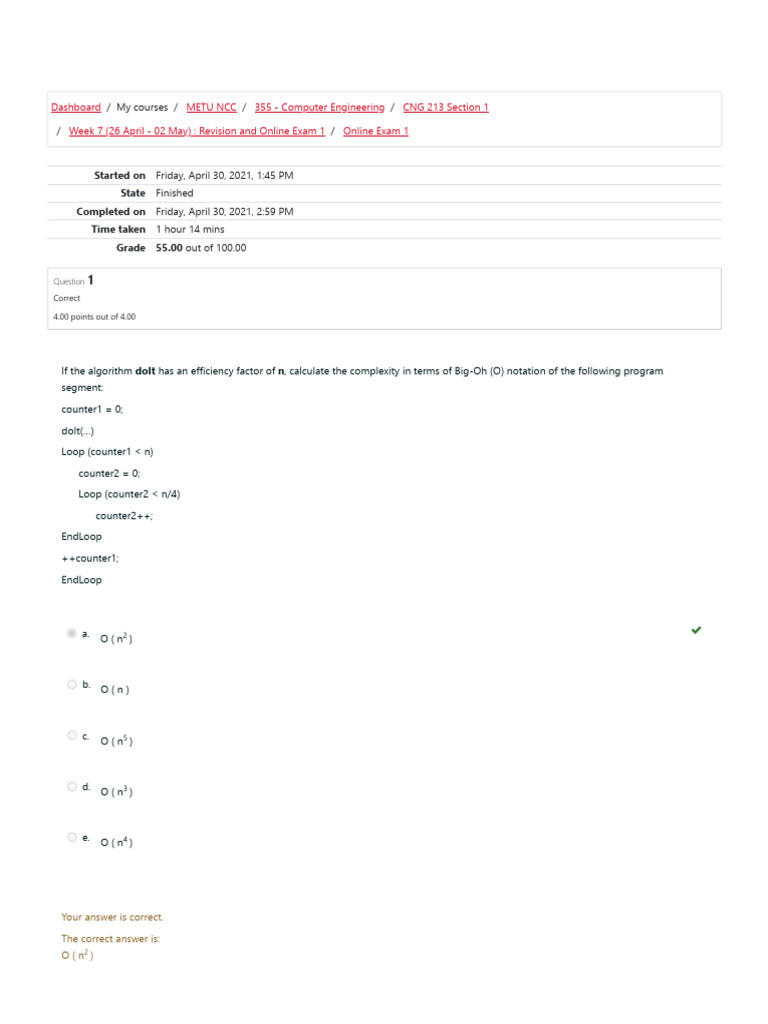Online Exam 1 - Attempt Review | PDF | Computing | Applied Mathematics
