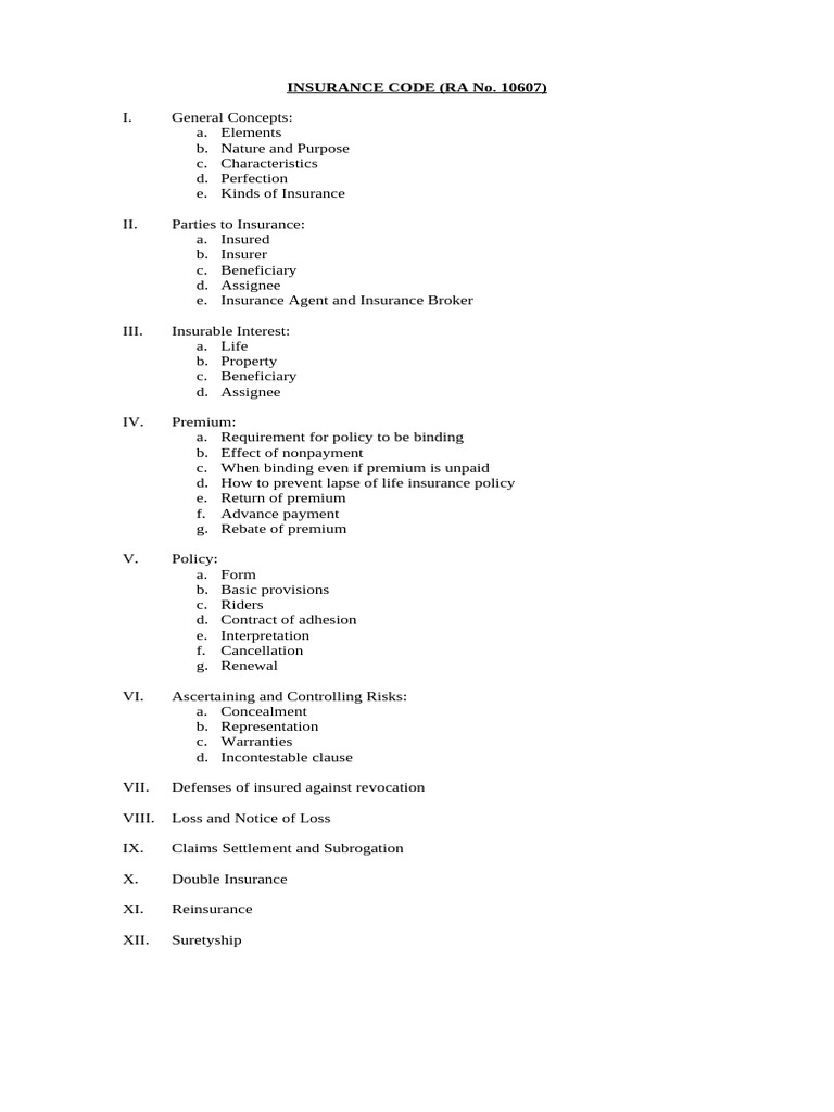 Insurance Outline | PDF
