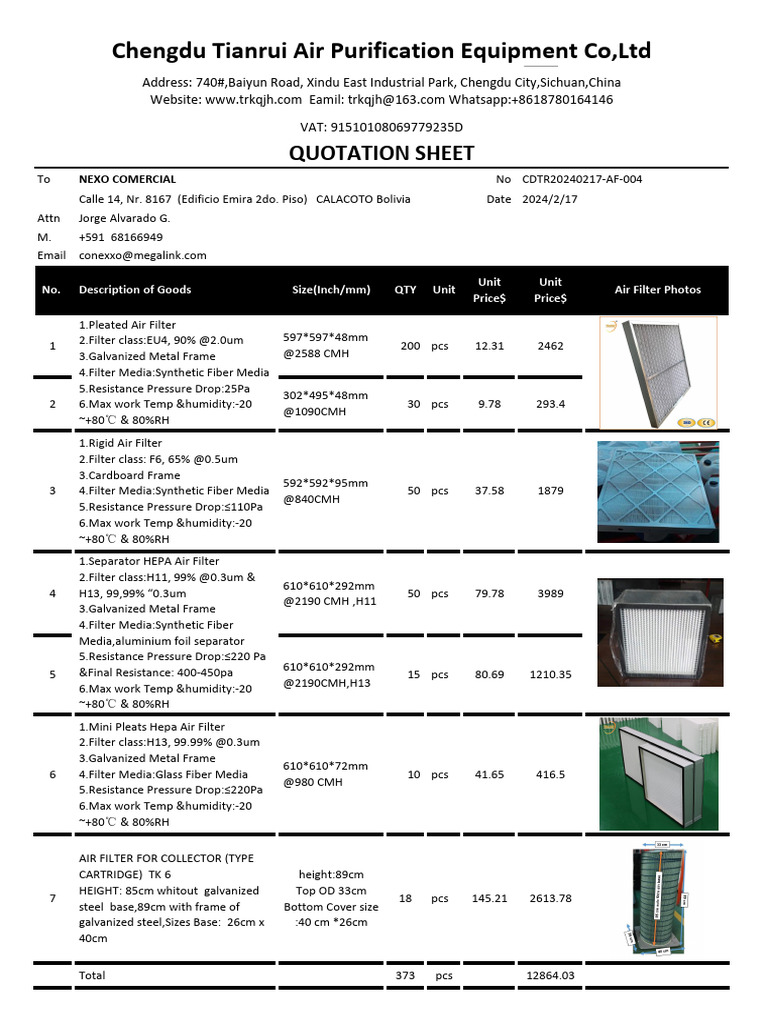Quotation For NEXO20240217 | PDF | Building Engineering | Materials
