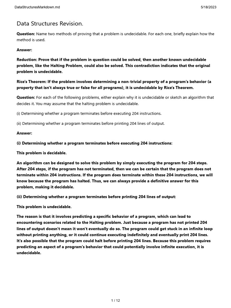Datastructuresmarkdown 1 Pdf Algorithms And Data Structures Theoretical Computer Science