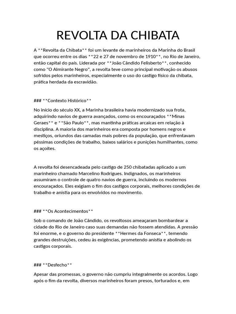 Revolta Da Chibata | PDF