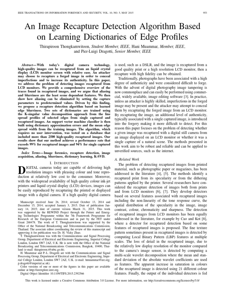 An Image Recapture Detection Algorithm Based On Learning Dictionaries ...