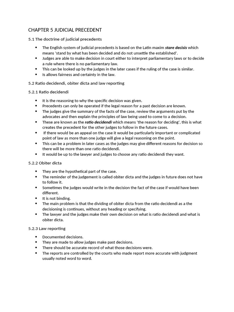 Chapter 5 Judicial Precedent | PDF | Precedent | Supreme Courts
