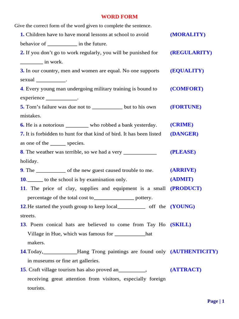 Word Forms E9 (Unit 1-6) N | PDF | Vietnam | Vietnamese People