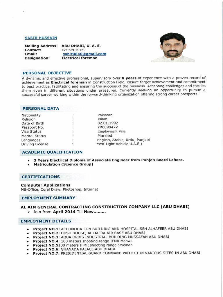 Sabir Hussain CV | PDF