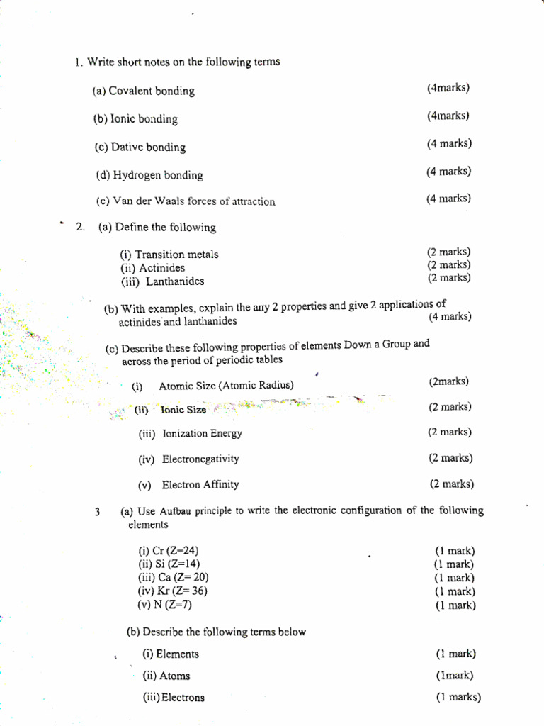 Chemistry Past Paper | PDF