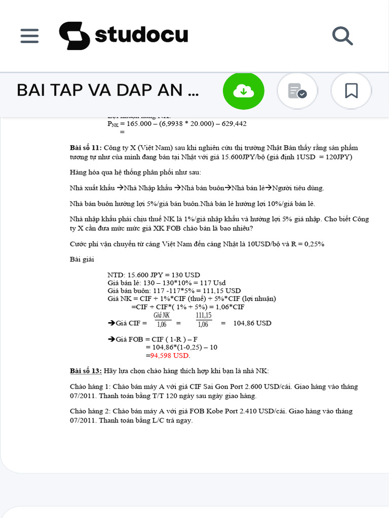 BAI TAP VA DAP AN VE UNG DUNG Incotems - Bài Tập Quản Trị Xuất Nhập Khẩu Bài Tập Số 1 Anh (Chị ...