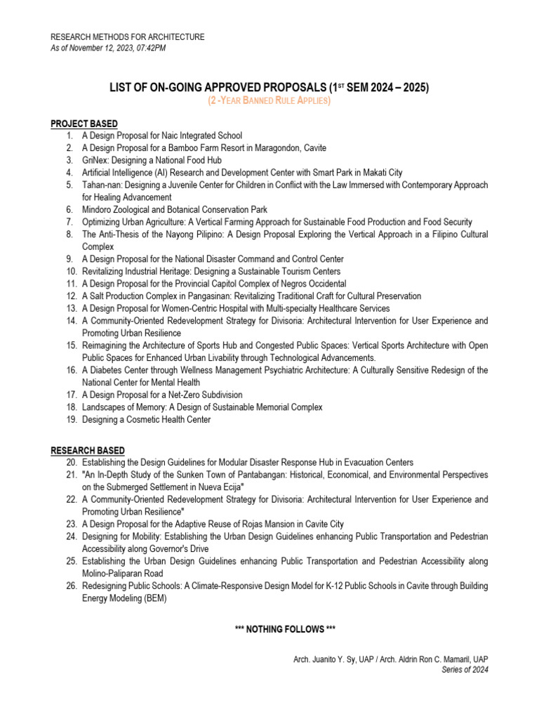 Research Methods in Architecture Proposals | PDF | Philippines