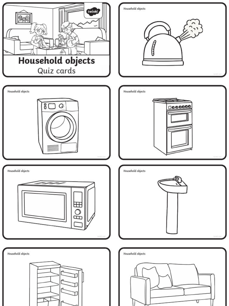 T e 623c Household Objects Quiz Cards Black and White - Ver - 2 | PDF