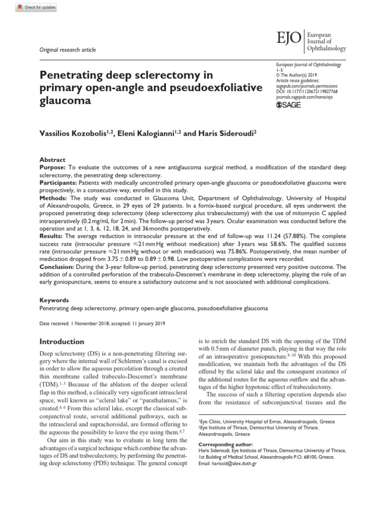 Penetrating Deep Sclerectomy in Primary Open-Angle and ...