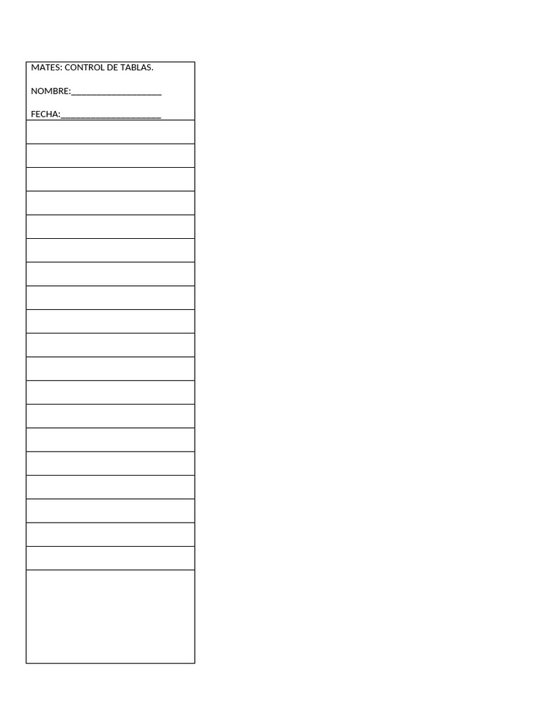 Control Tablas Modelo | PDF