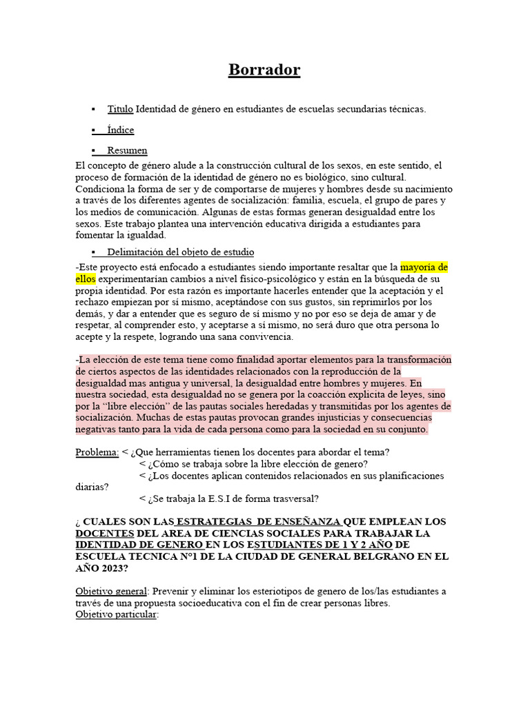 Borrador 1 | PDF | Transgénero | Estudios LGBTQIA+