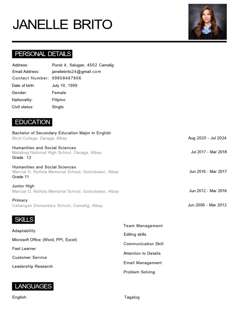 Resume Janelle Brito | PDF