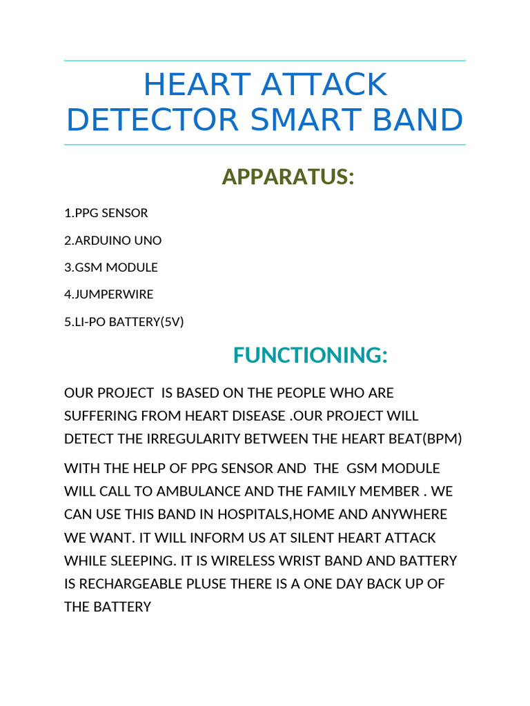 Heart Attack Detector Smart Band | PDF | Science & Mathematics