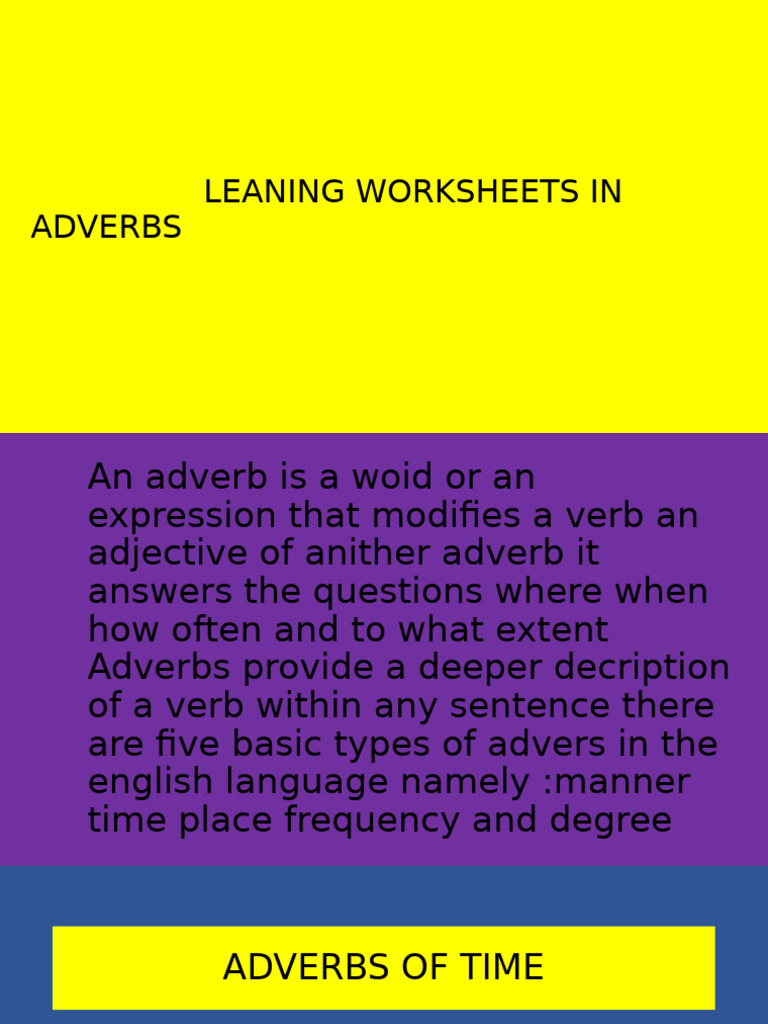 Leaning Worksheets in Adverbs Tugas Melati | PDF | Adverb | Syntax