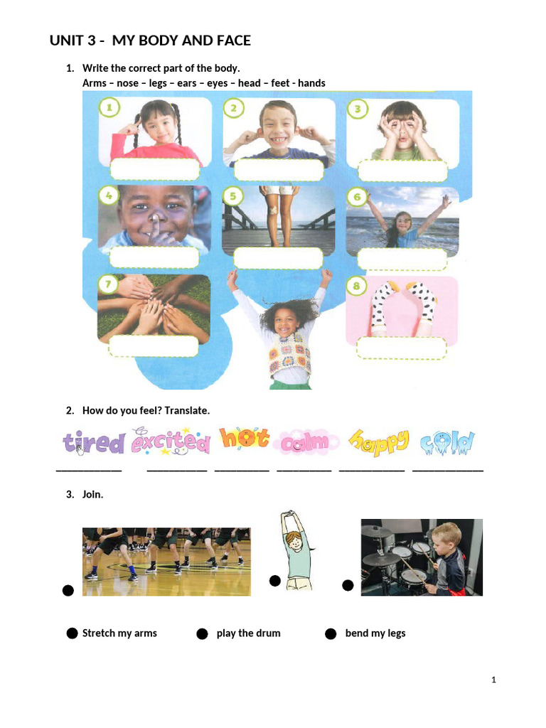 Unit 3: My Body and Face Activities | PDF | Language Arts & Discipline ...