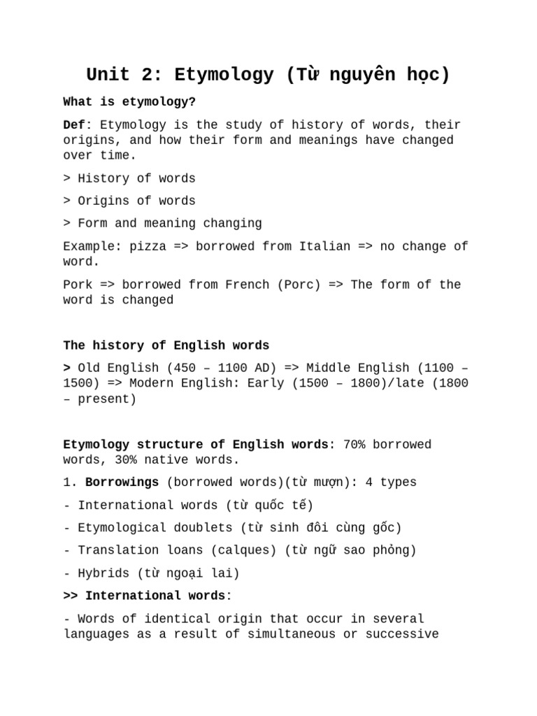 Etymology: Word Origins & Changes | PDF | English Language | Stress ...